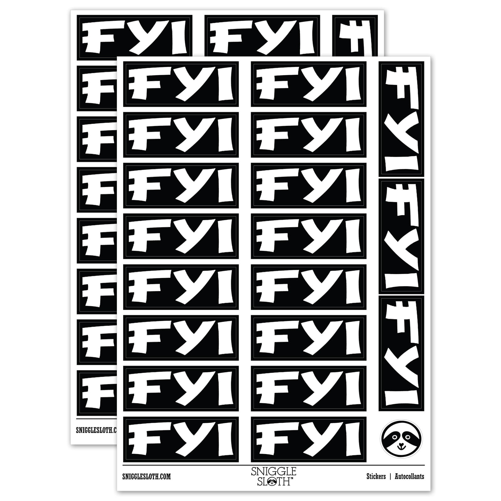 FYI For Your Information Bold Sticker Set - Black - Gloss Finish - 2.00 ...