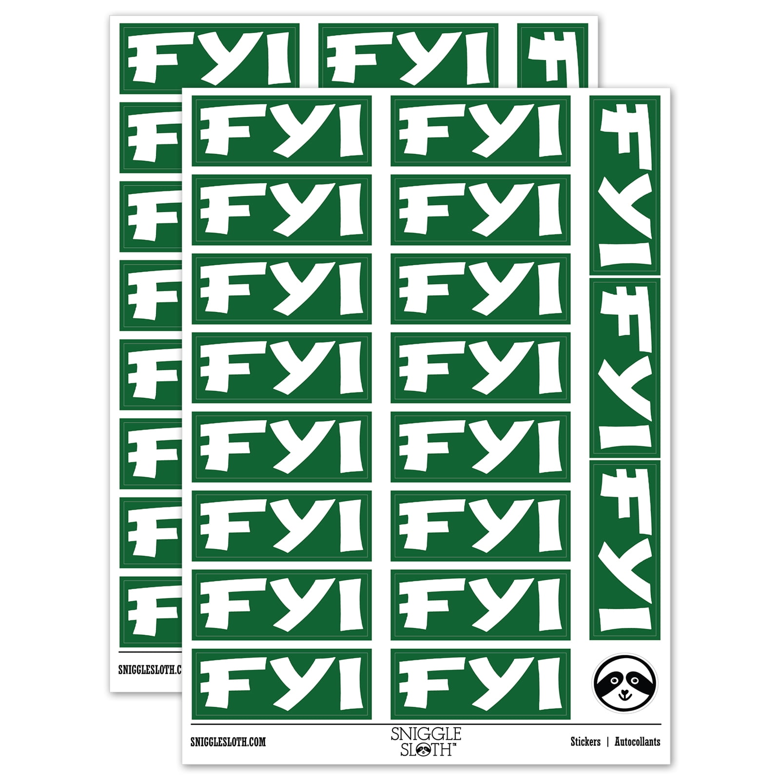 FYI For Your Information Bold Sticker Set - Dark Green - Gloss Finish ...