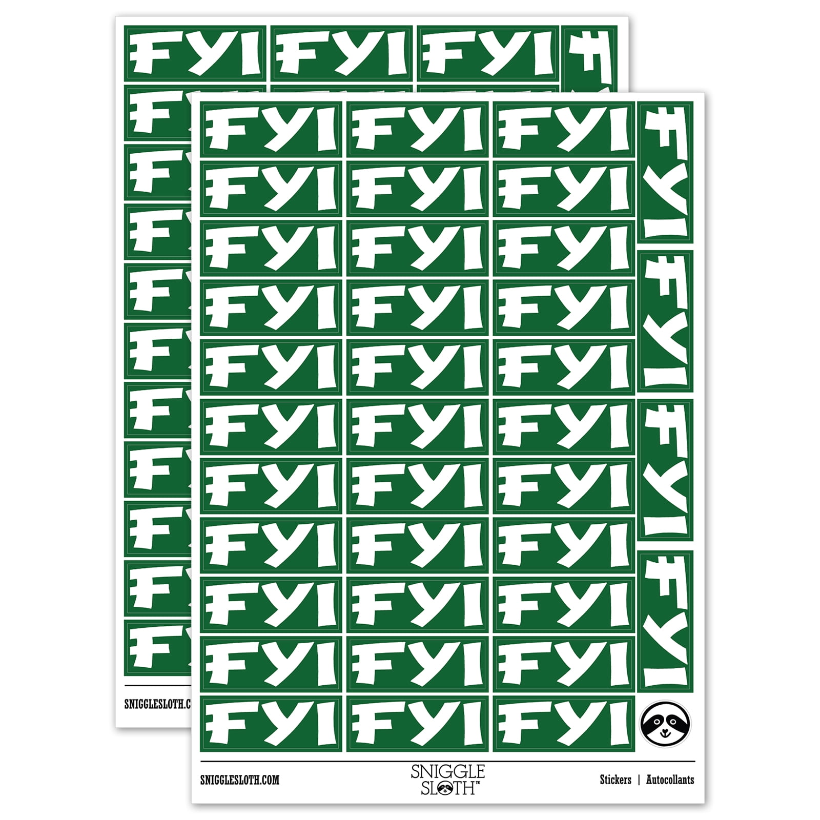 FYI For Your Information Bold Sticker Set - Dark Green - Matte Finish ...