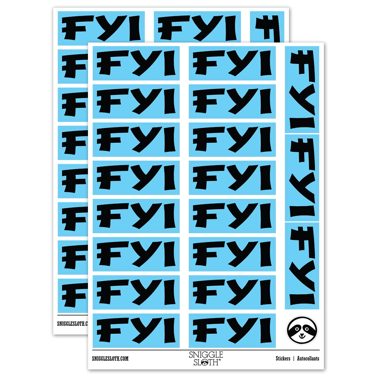 FYI For Your Information Bold Sticker Set - Light Blue - Gloss Finish ...