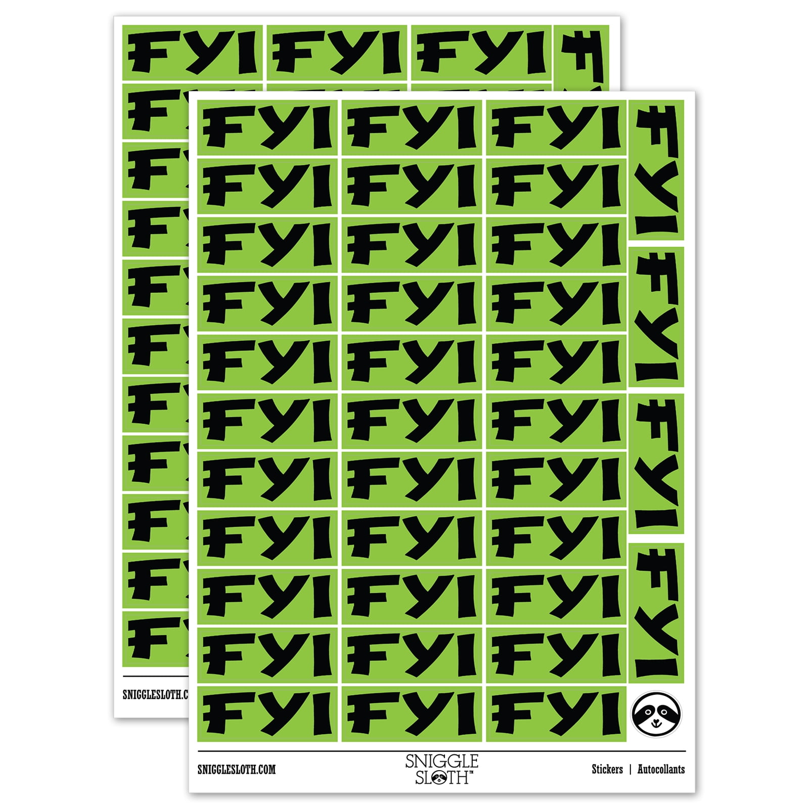 FYI For Your Information Bold Sticker Set - Light Green - Gloss Finish ...