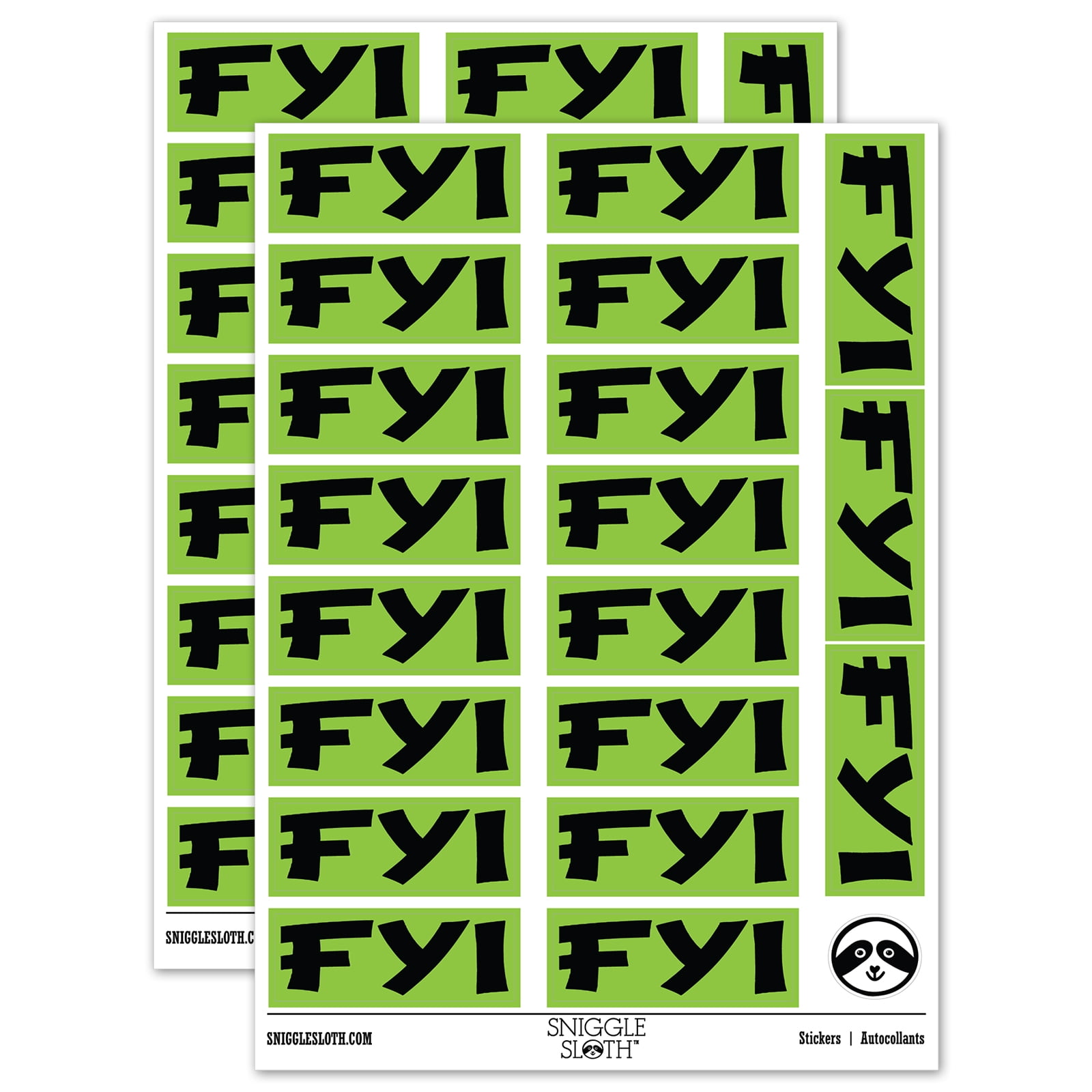 FYI For Your Information Bold Sticker Set - Light Green - Matte Finish ...
