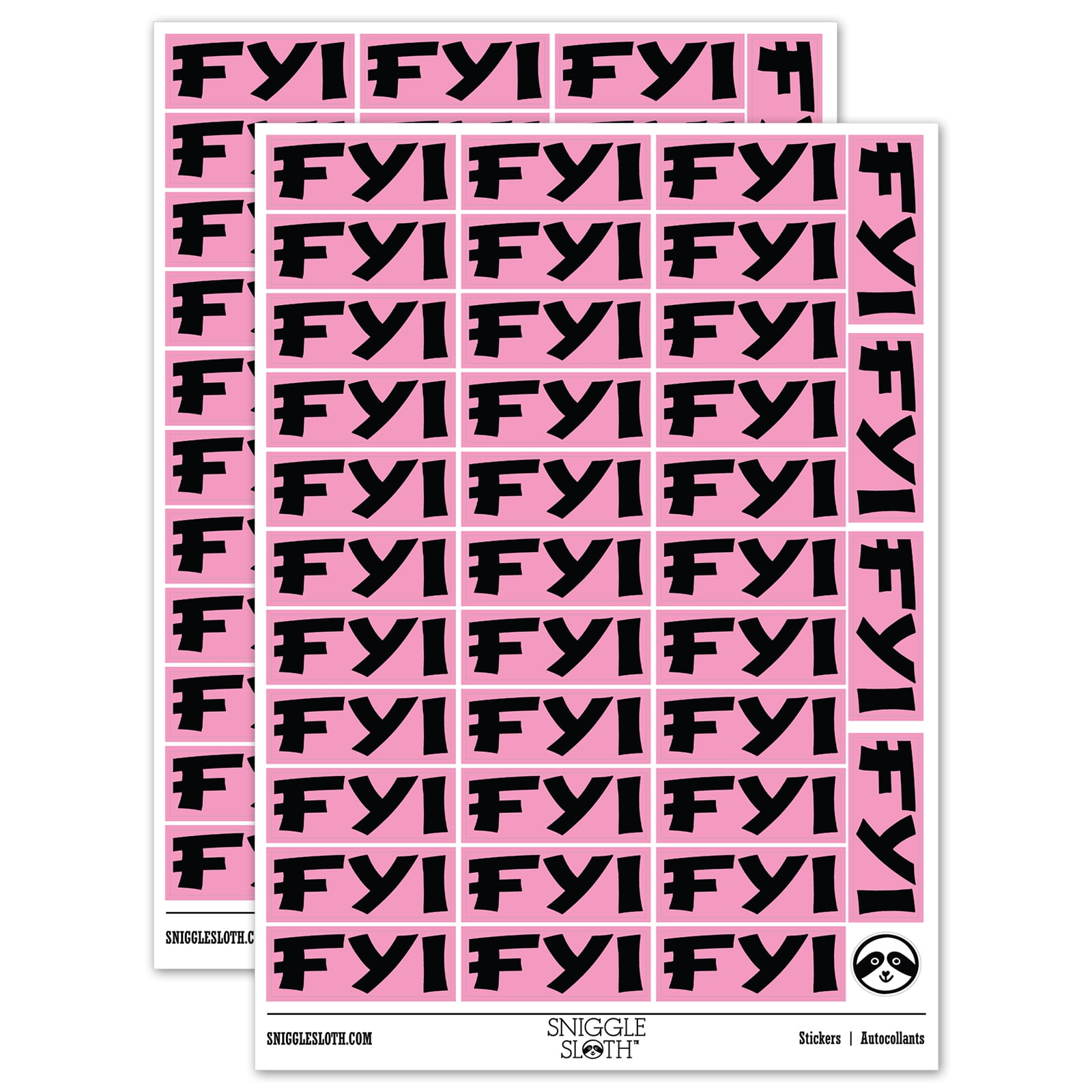 FYI For Your Information Bold Sticker Set - Light Pink - Matte Finish ...
