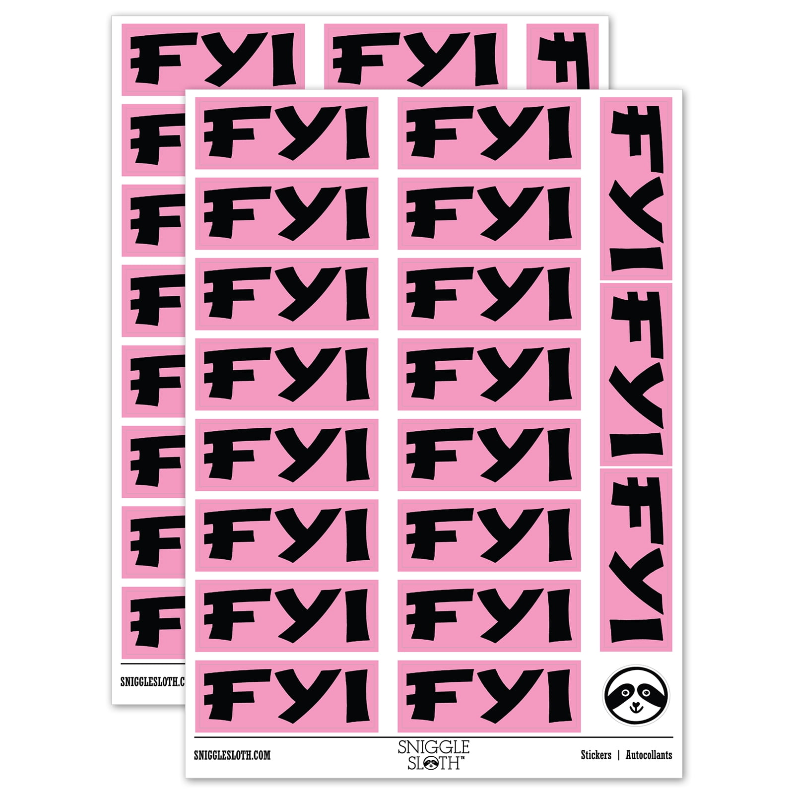 FYI For Your Information Bold Sticker Set - Light Pink - Matte Finish ...