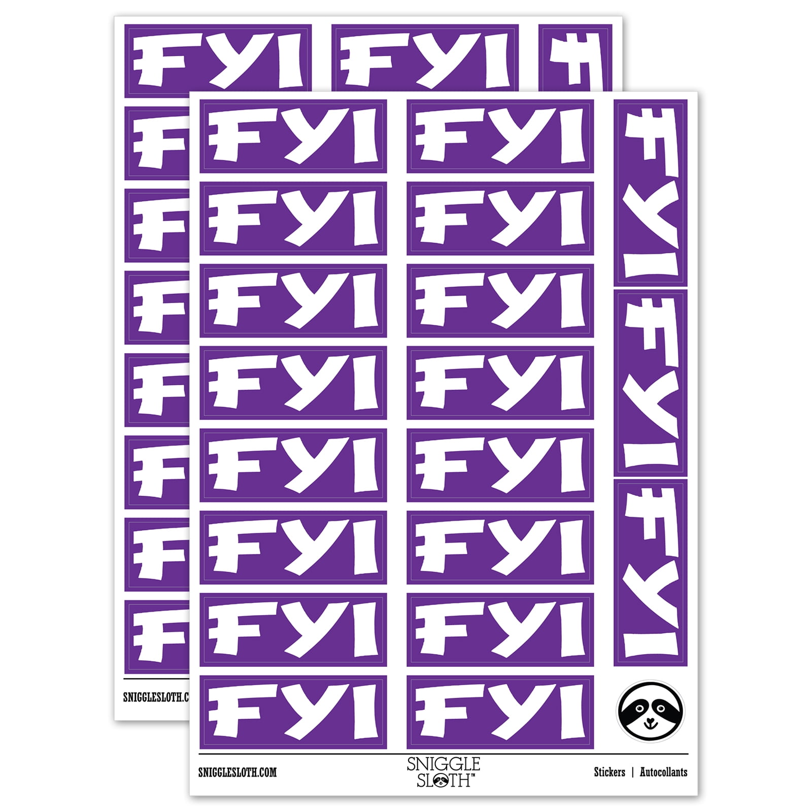 FYI For Your Information Bold Sticker Set - Purple - Gloss Finish - 2. ...