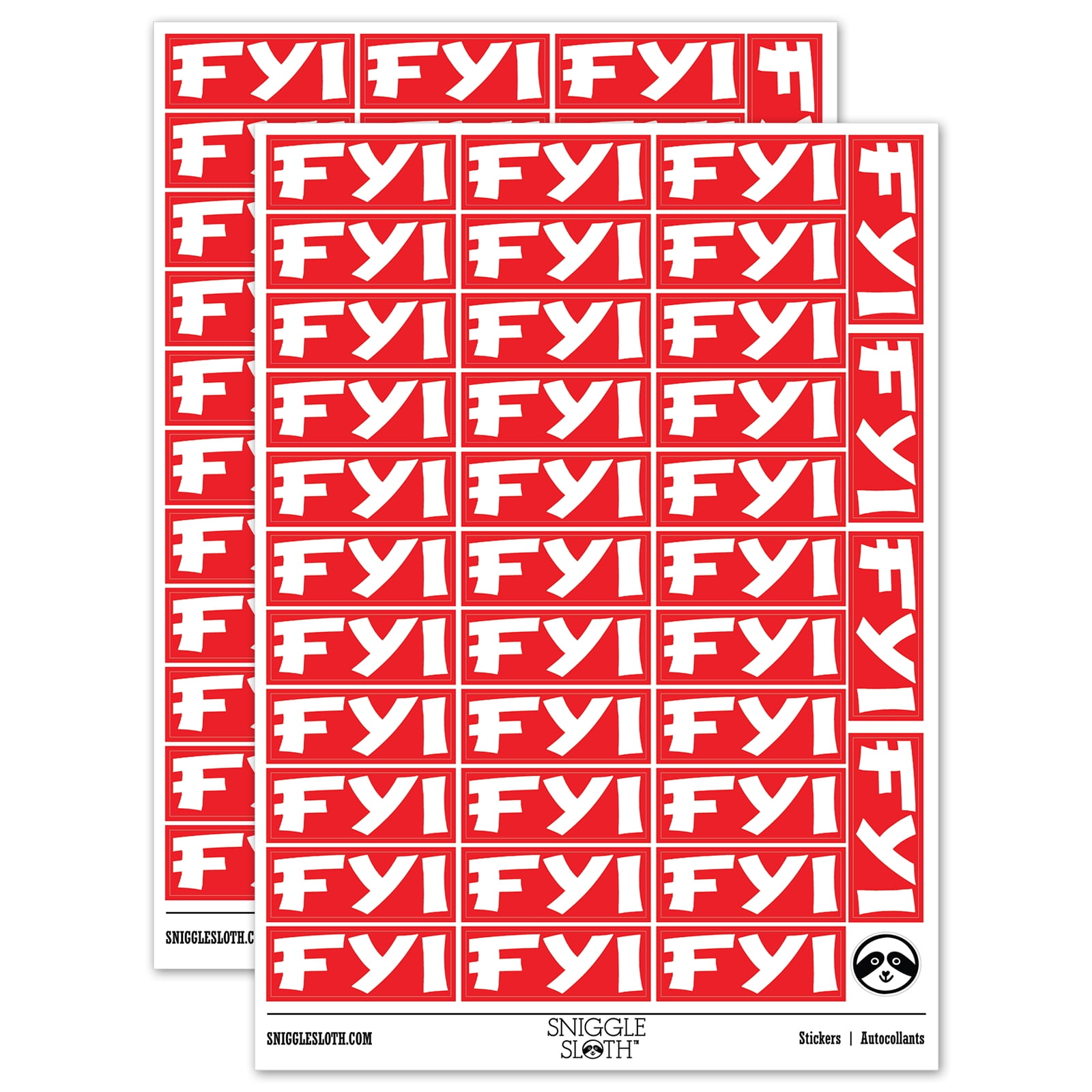 FYI For Your Information Bold Sticker Set - Red - Gloss Finish - 1.5 ...