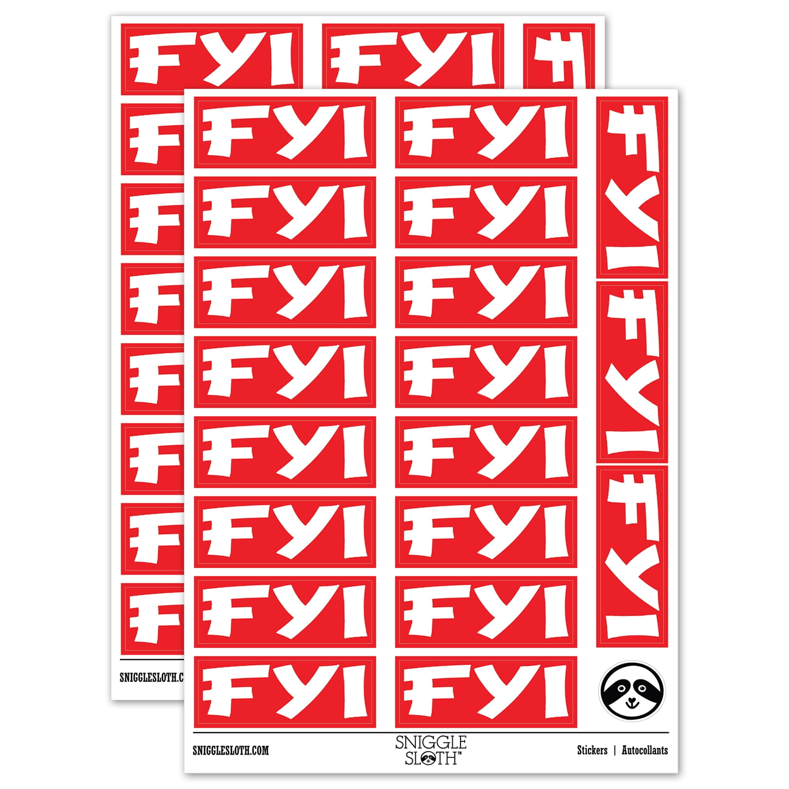 FYI For Your Information Bold Sticker Set - Red - Matte Finish - 2.00 ...