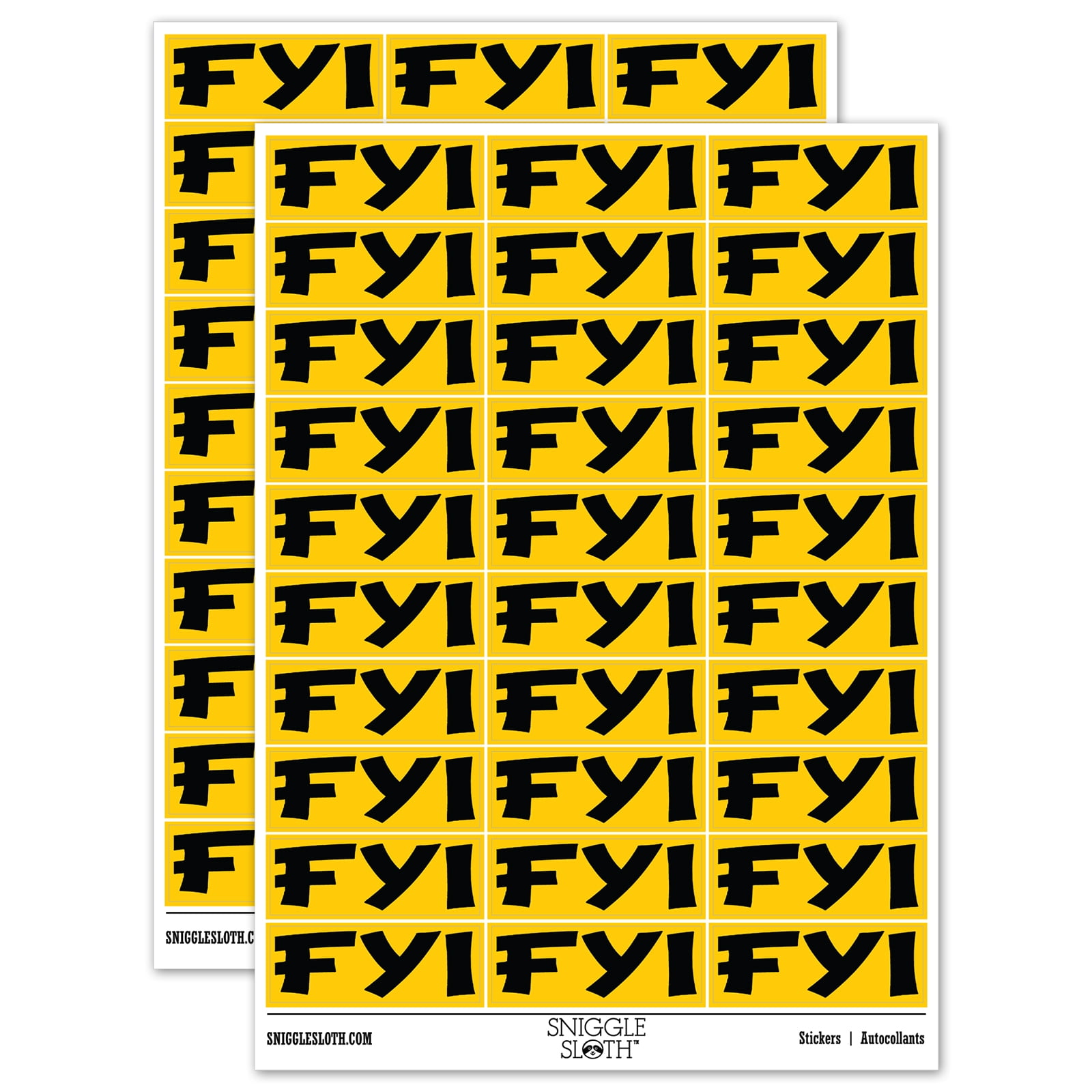 FYI For Your Information Bold Sticker Set - Yellow - Gloss Finish - 1. ...