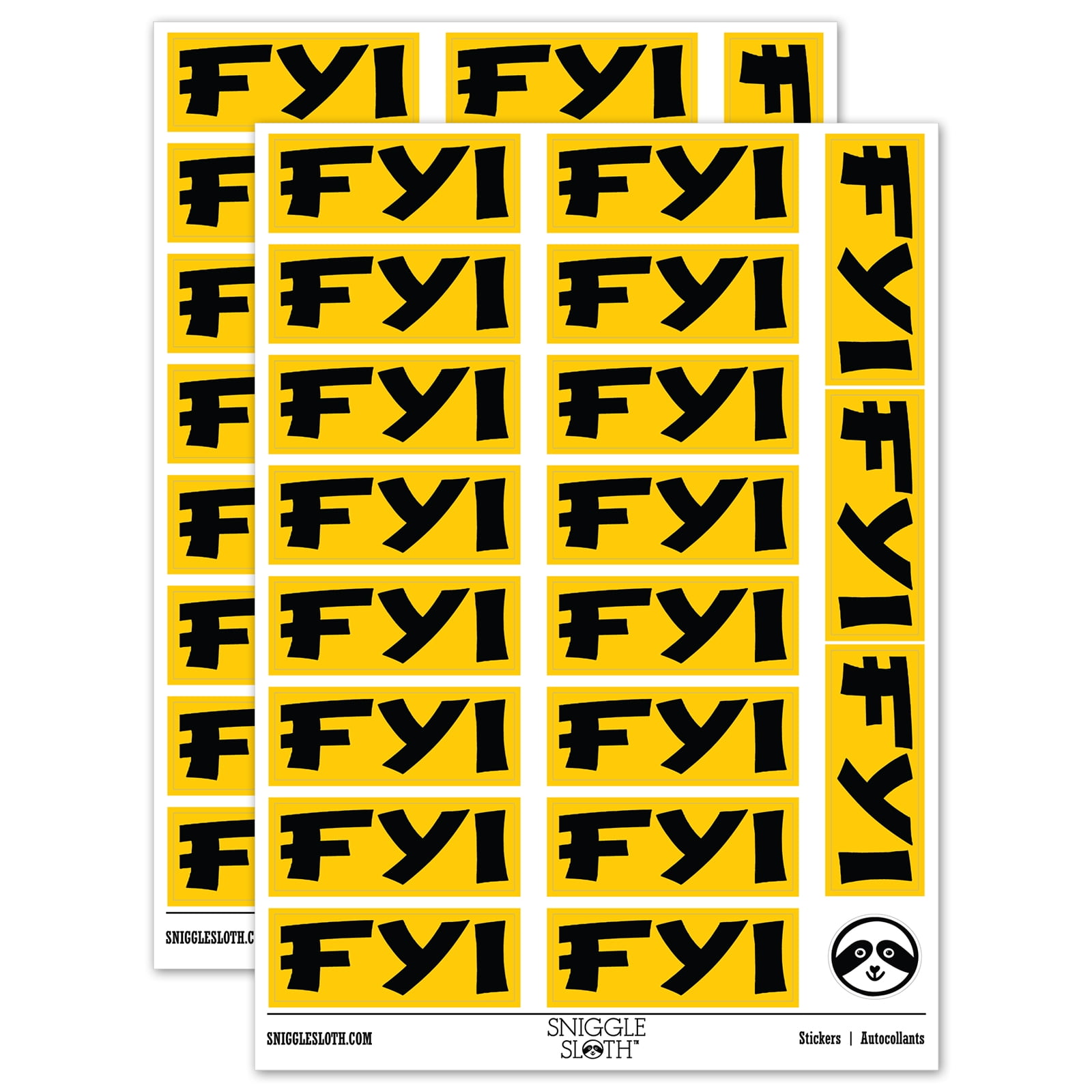 FYI For Your Information Bold Sticker Set - Yellow - Matte Finish - 2. ...