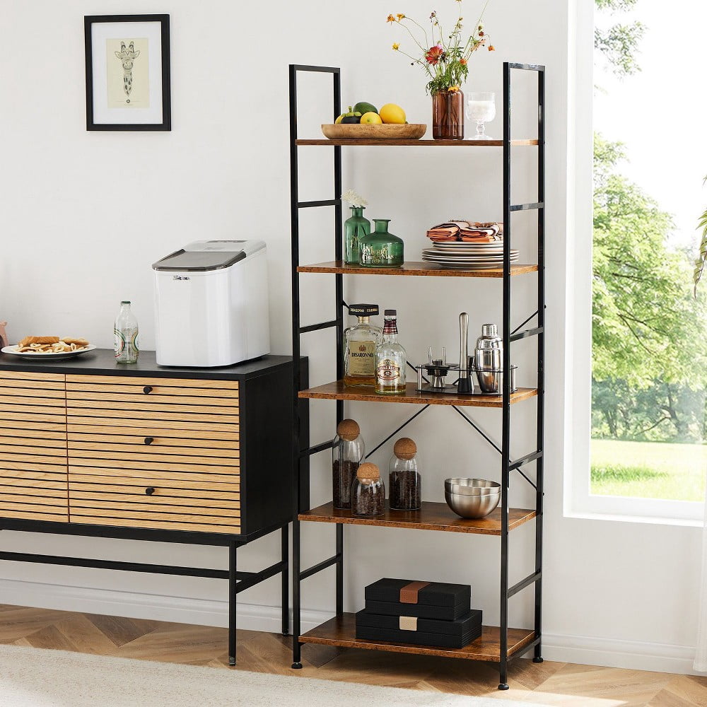 FYIBONORE 5 Shelves Bookshelf Modern Cube Multifunctional Display Shelf ...