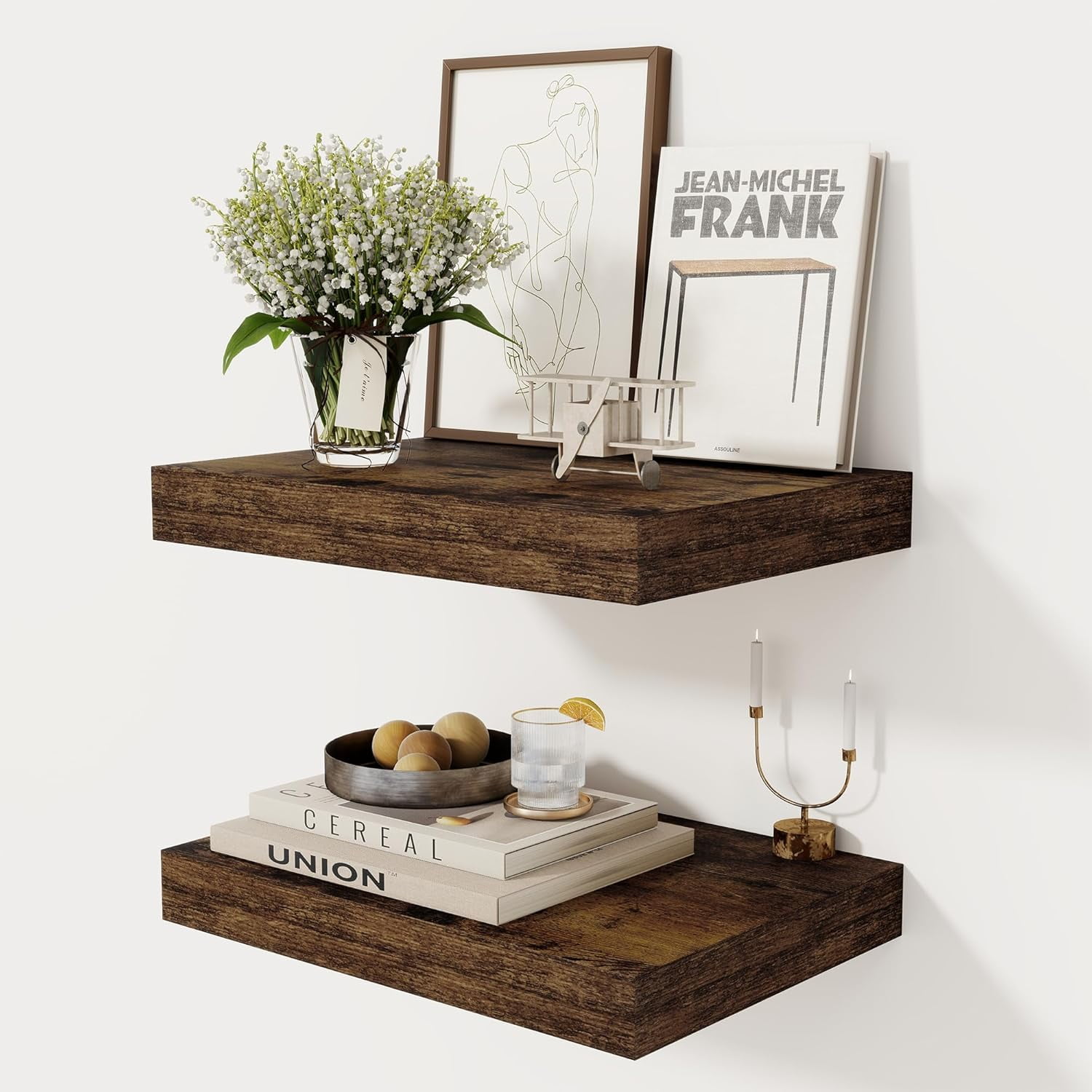FYIHBIOH 12 Inch Deep Black Floating Shelves 24 x 12 Floating Shelf for ...