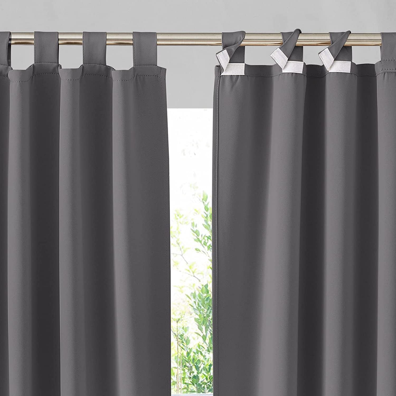 FYIHBIOH Patio Outdoor Curtains 2 Panels Blackout Detachable Tabs ...