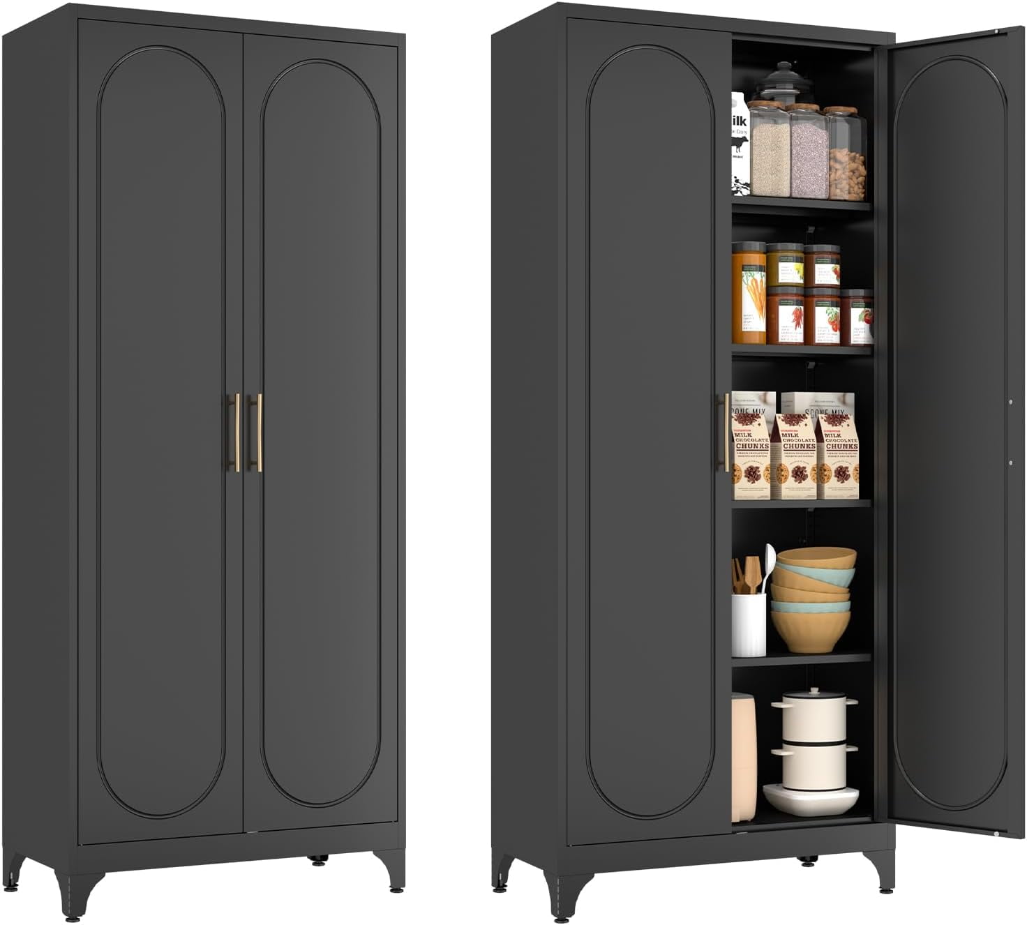 FYIVYIPONP 60" Tall Kitchen Pantry Cabinet Metal Pantry Cabinet with ...