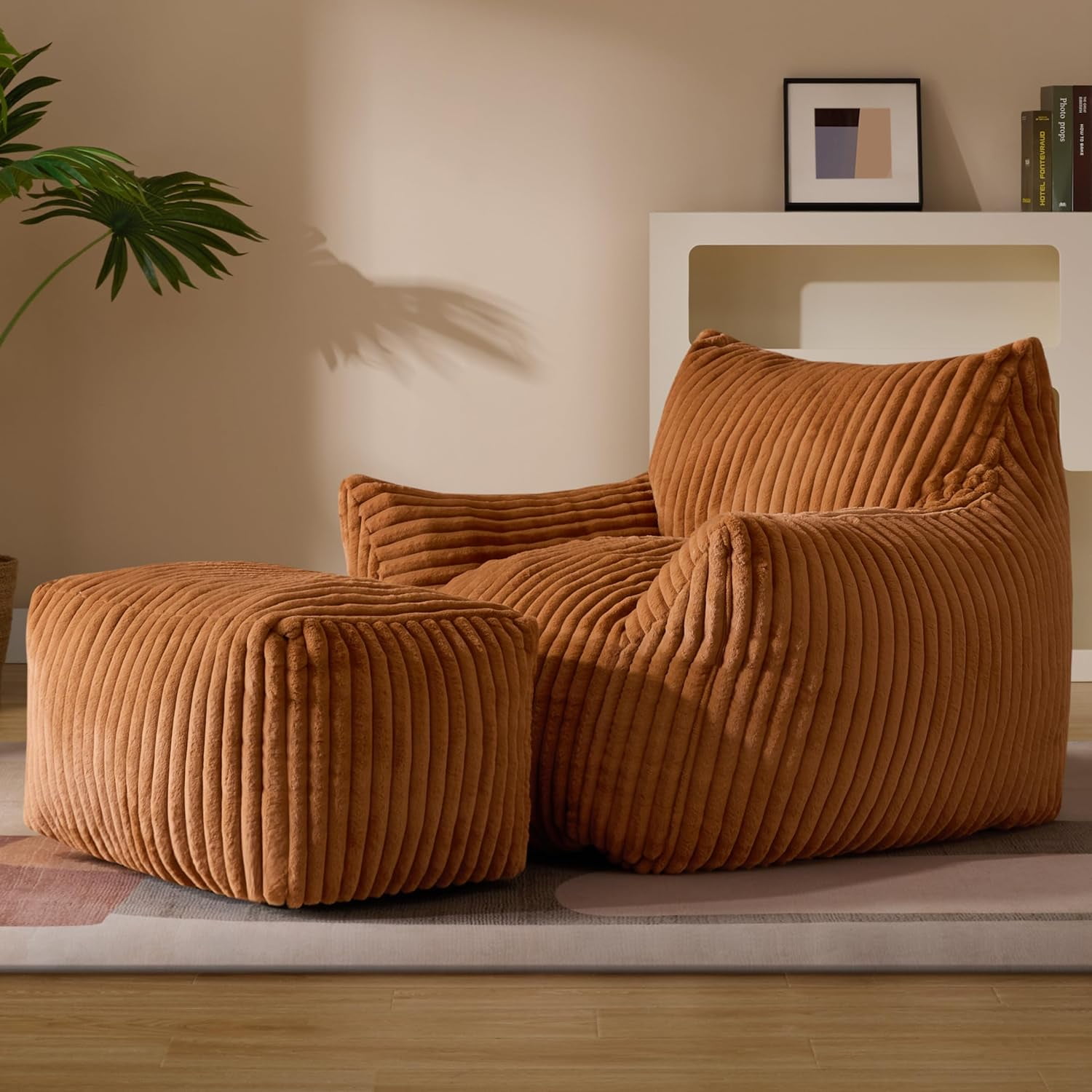 FYIVYIPONP Giant Plush Bean Bag Chair for Adults with Armrests and ...