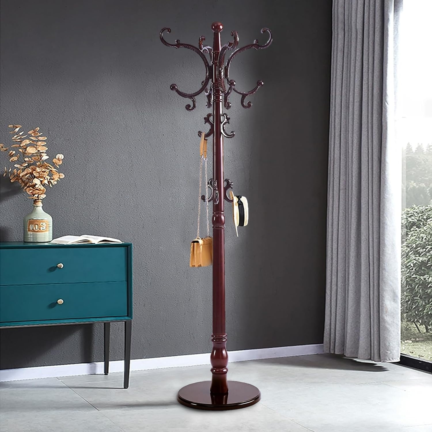 FYIVYIPONP Hebtwebf Coat Racks Freestanding GUBUONIP Sturdy Wooden Coat ...