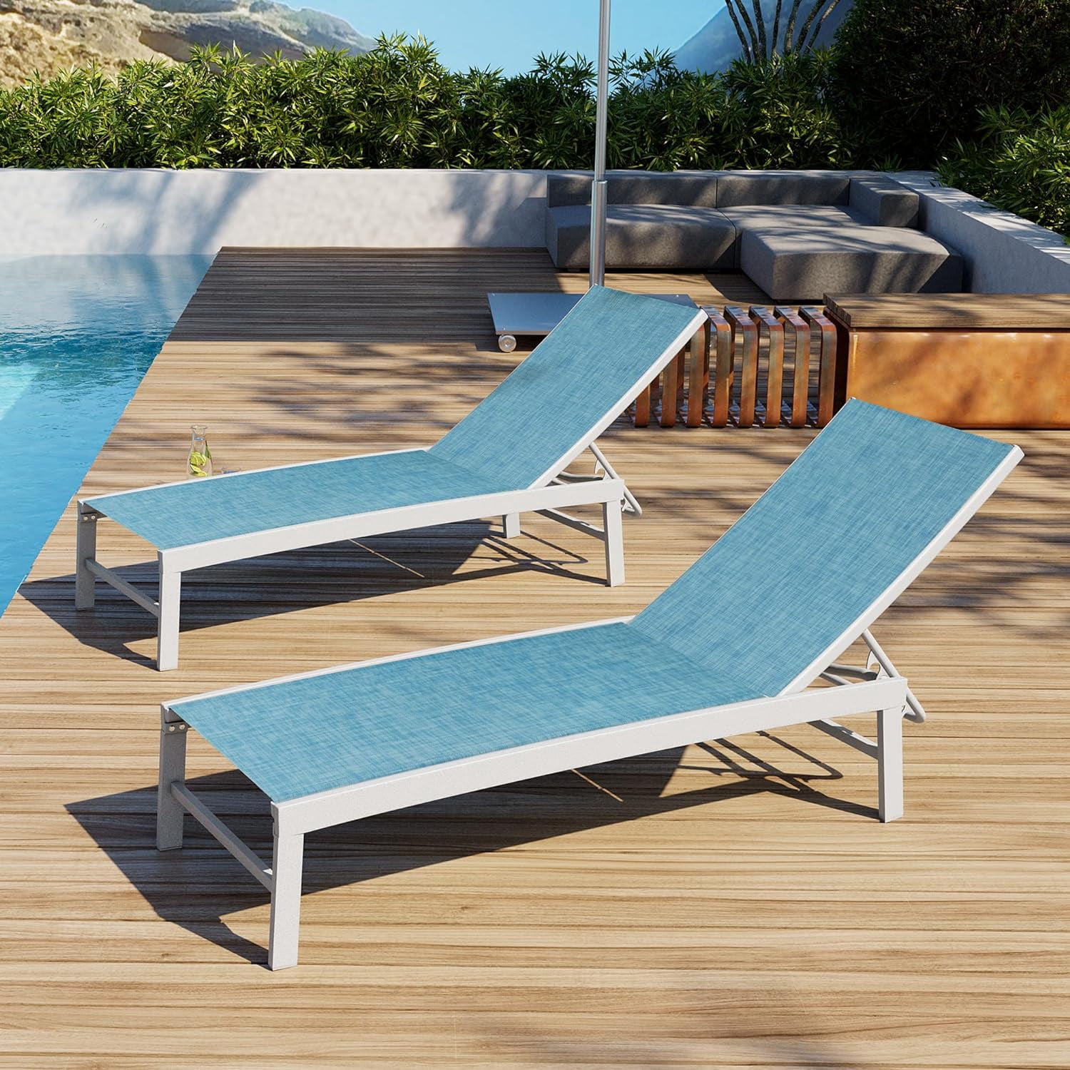 FYIVYIPONP Patio Aluminum Chaise Lounge Chair GUBUONIP Set of 2 Outdoor ...