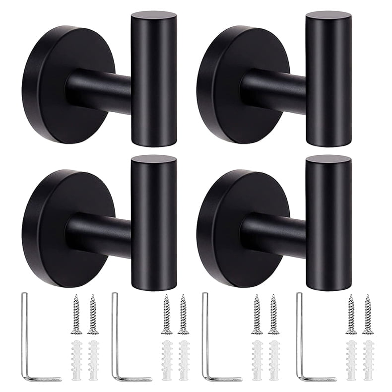 4 Pack Bath Towel Hooks Heavy Duty Wall Mount Towel Holder Chrome ...