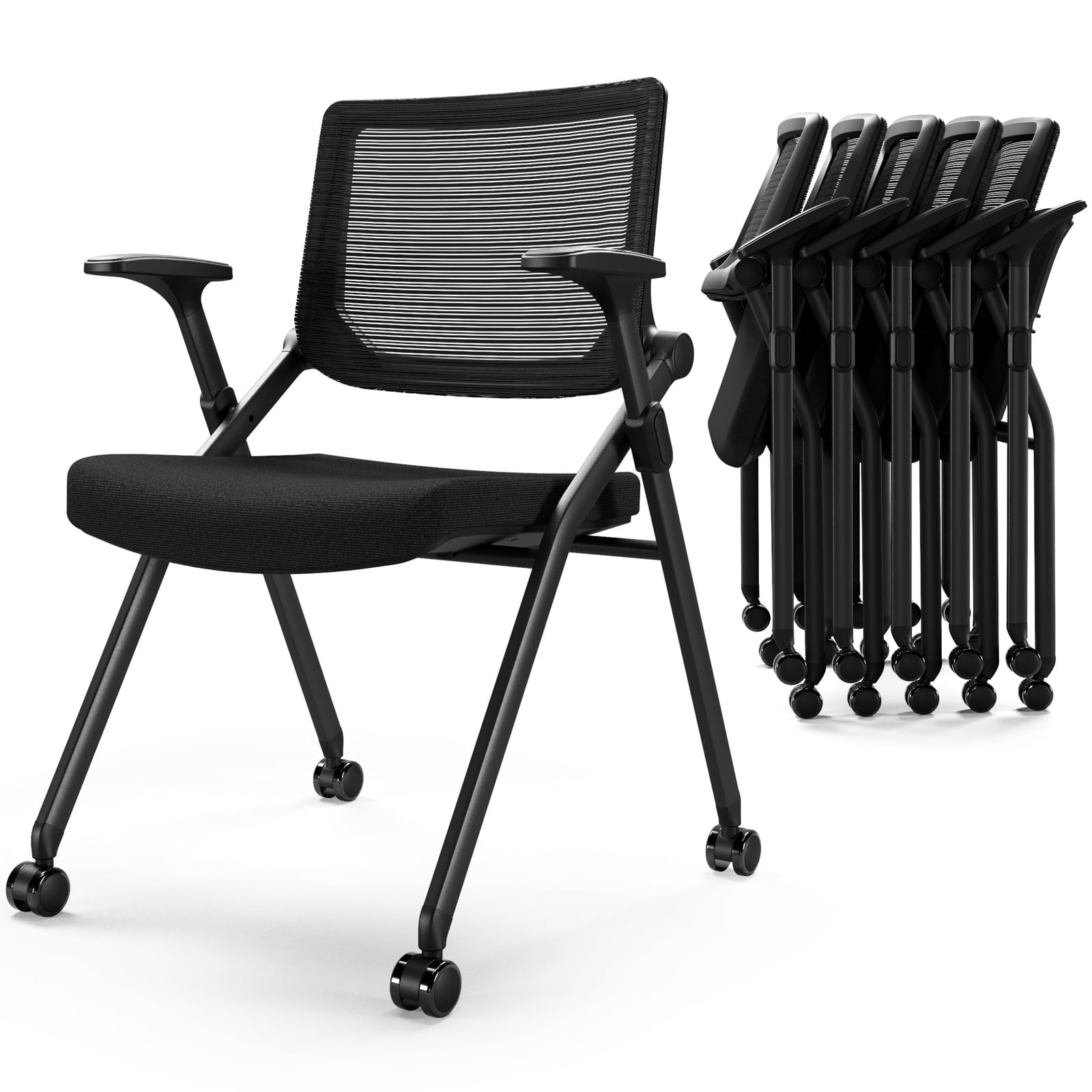 FYLICA Stackable Conference Chair Set of 2, Adjustable Armrest, Office ...