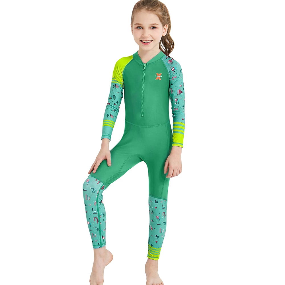 FYMNSI Full Body Swimsuit For Girls Long Sleeve One Piece Rash Guard ...