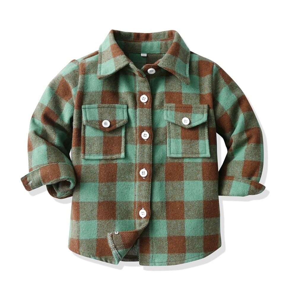FYMNSI Kids Boys Flannel Plaid Casual Shirts Button Down Shirt Toddler ...