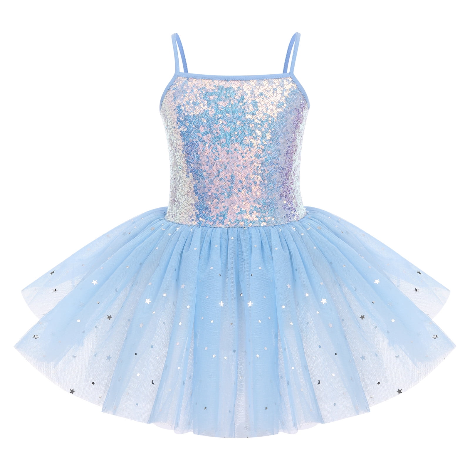 FYMNSI Little Girls Skirted Leotard Sparkly Sequin Camisole Ballet Tutu ...