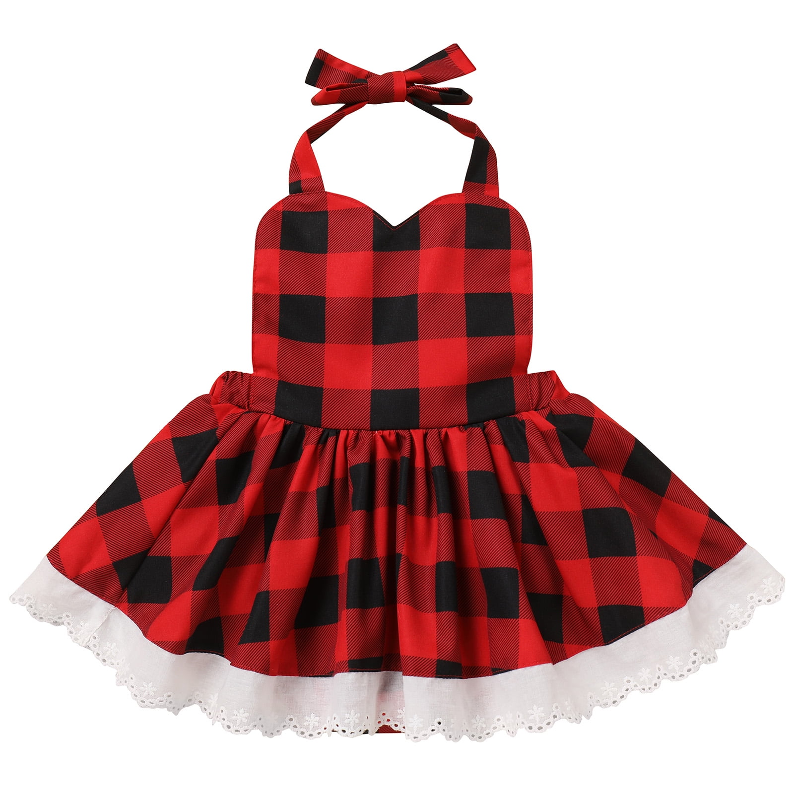 FYMNSI Mommy and Me Christmas Matching Dress Plaid Printed Dress Velvet ...
