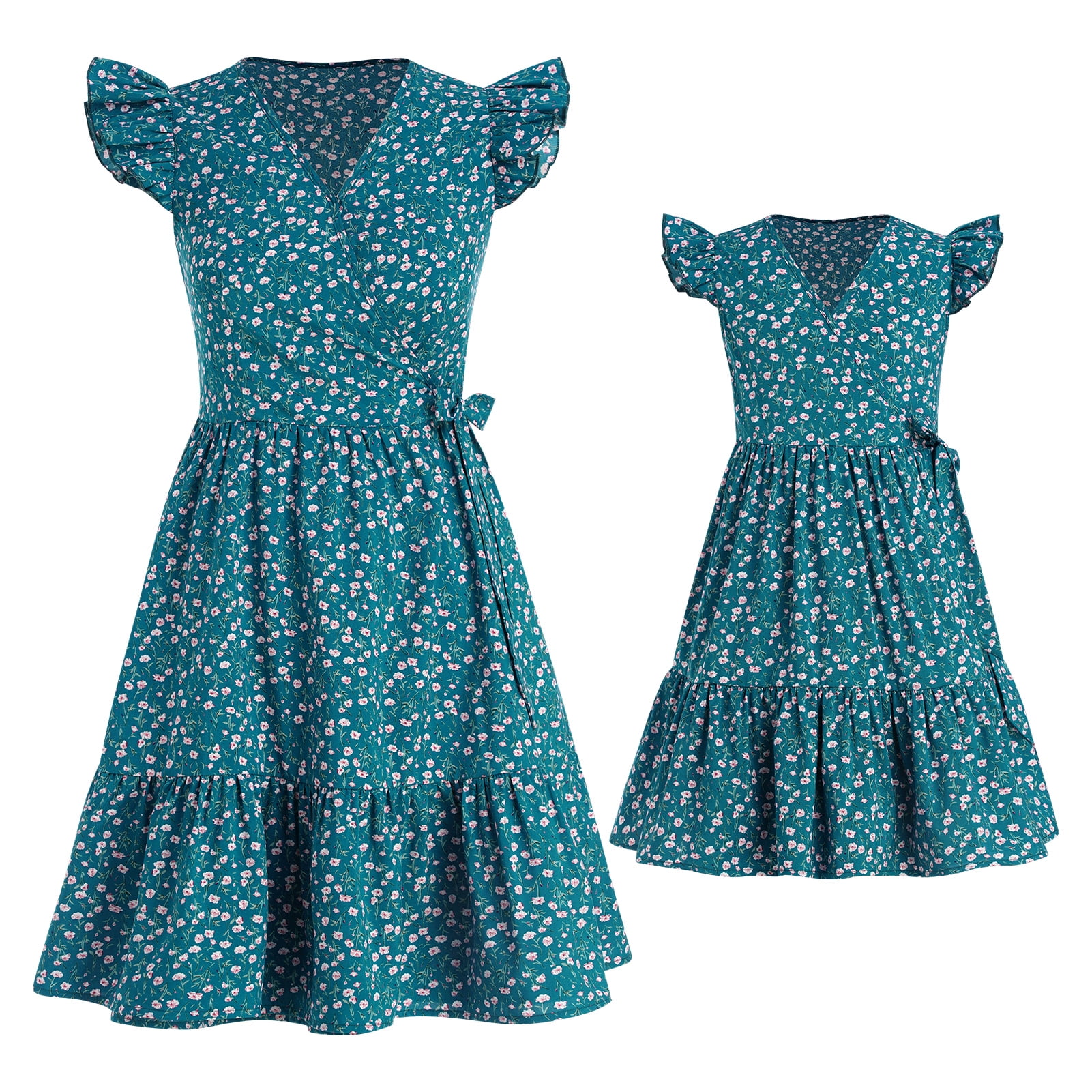 FYMNSI Mommy and Me Dresses Casual Boho Floral Family Outfits Summer ...