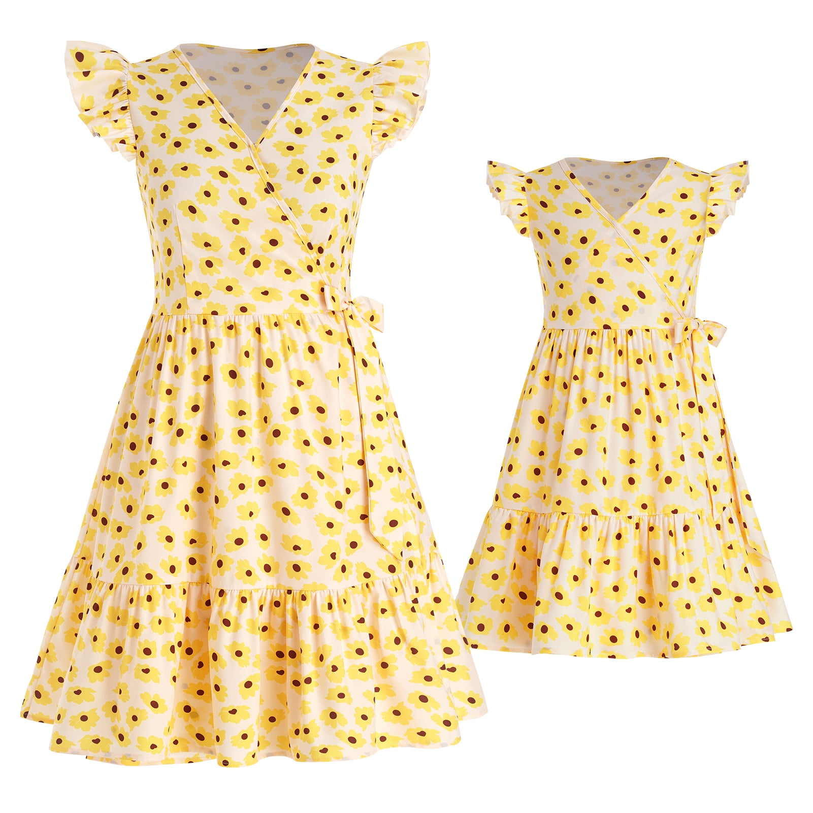 FYMNSI Mommy and Me Dresses Casual Boho Floral Family Outfits Summer ...