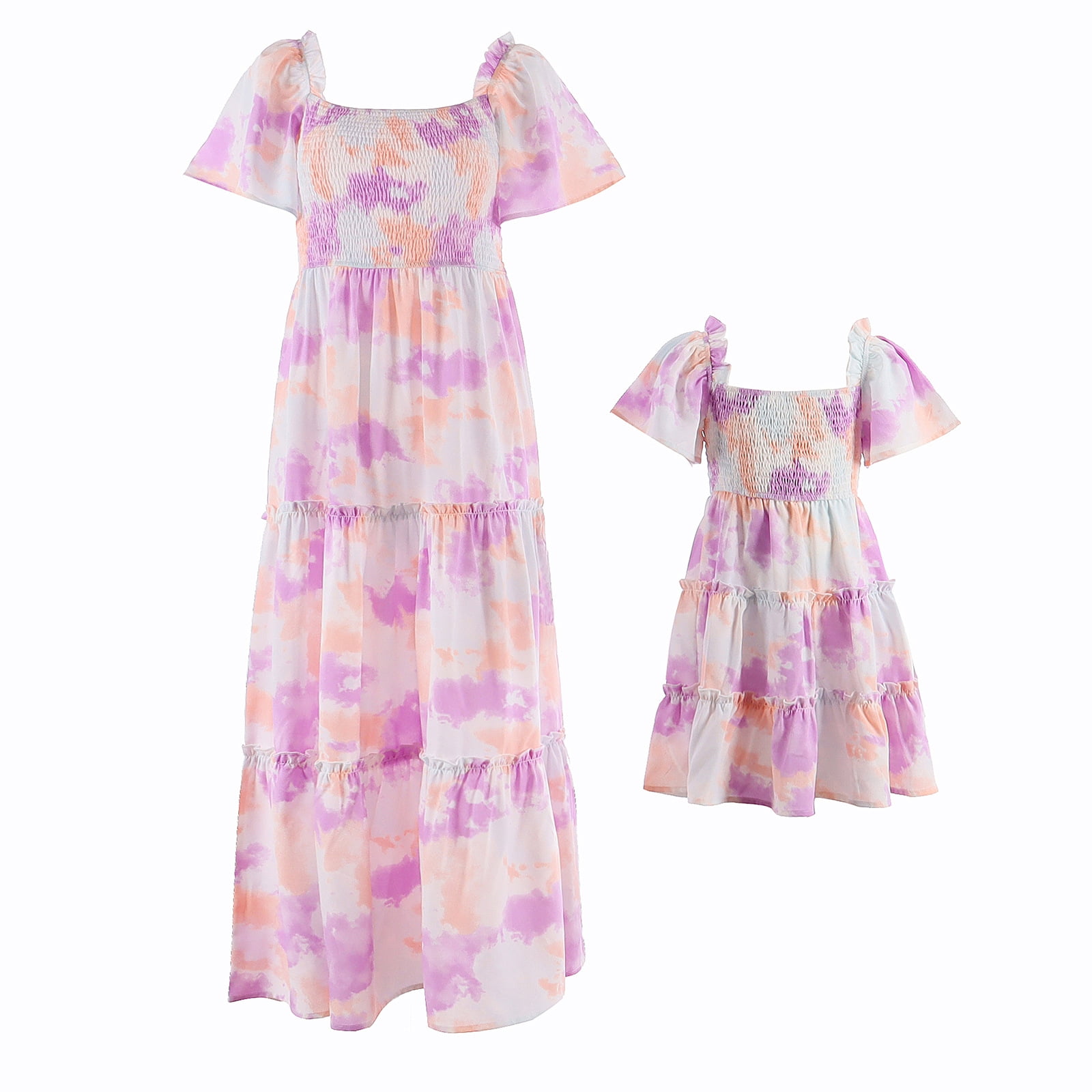 FYMNSI Mommy and Me Dresses Floral Print Family Matching Outfits ...