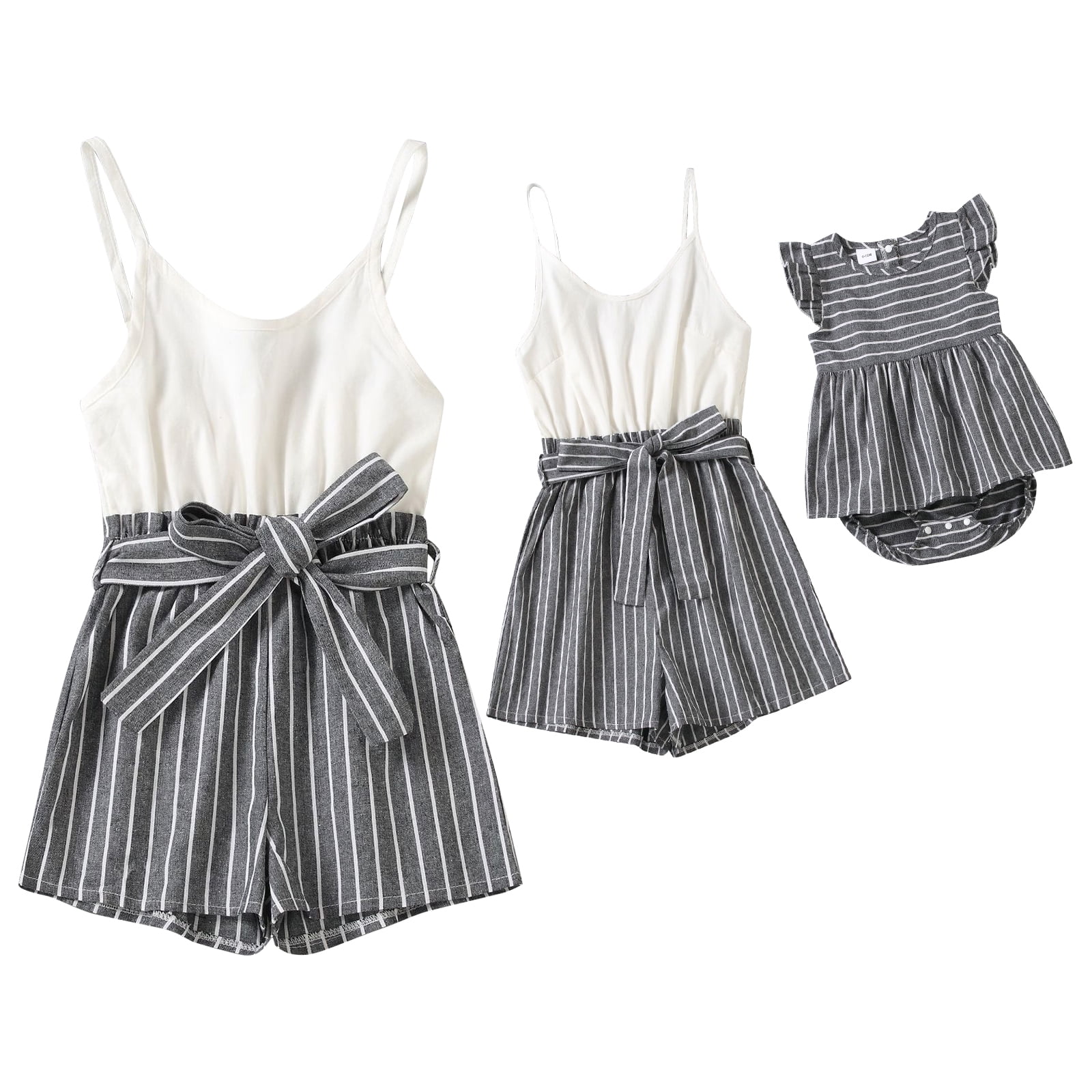 FYMNSI Mommy and Me Dresses Rompers Family Matching Overall Outfits ...