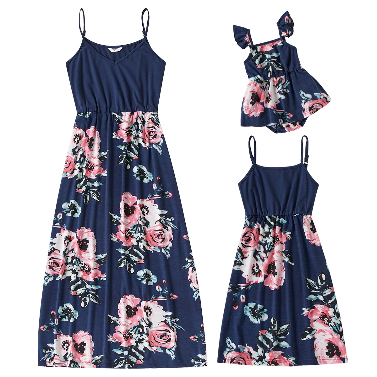 FYMNSI Mommy and Me Summer Floral Sleeveless Dresses Casual Boho Beach ...