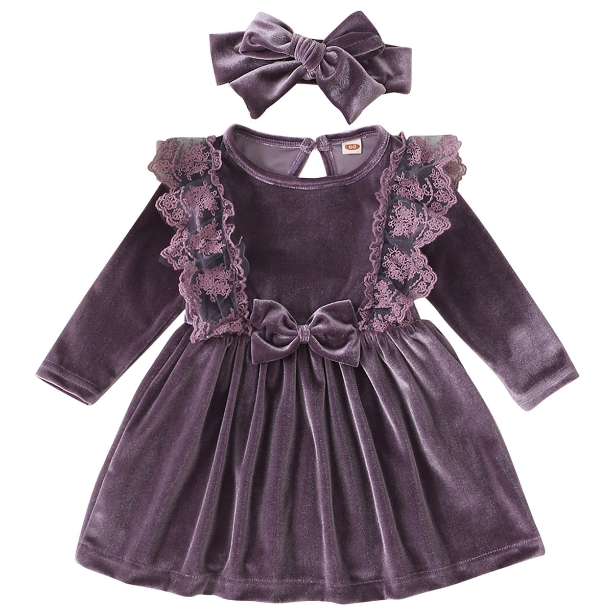 FYMNSI Toddler Velvet Dress for Little Girls Long Sleeve Fall Winter ...