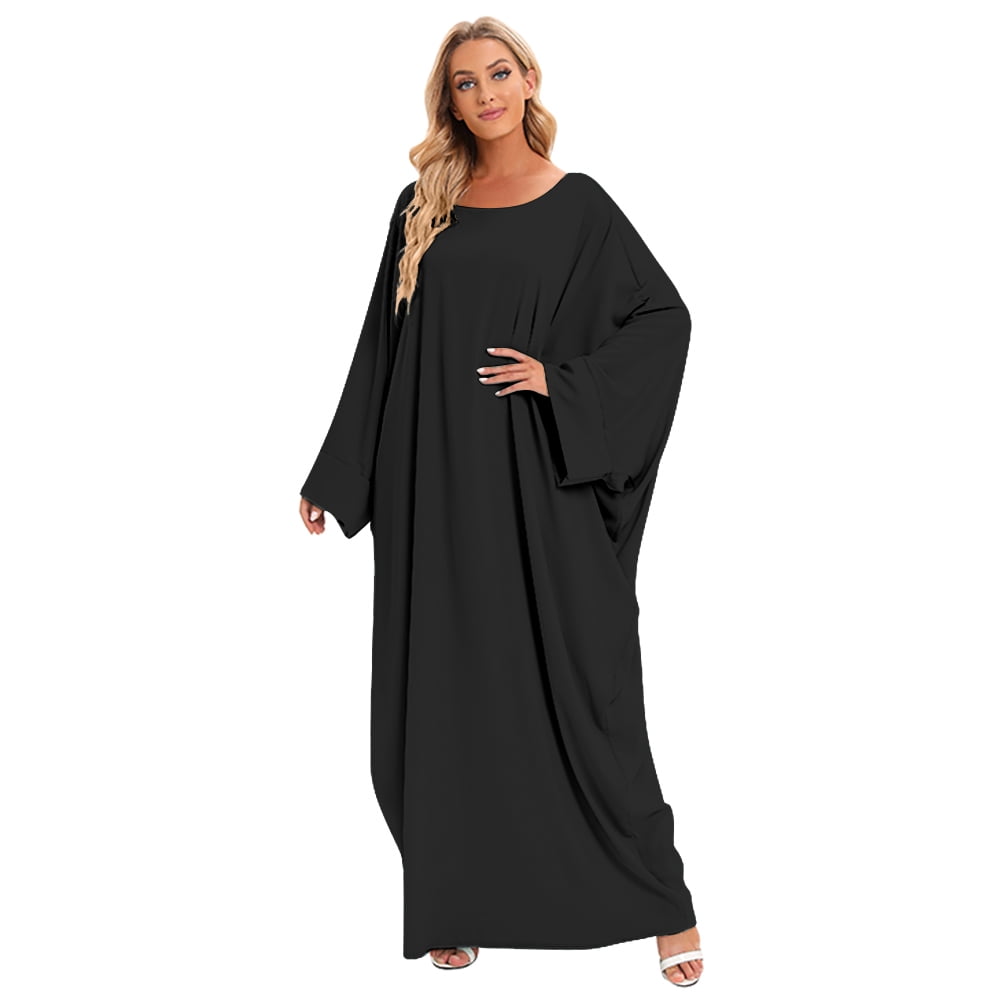 FYMNSI Women's Long Sleeve Abaya Muslim Dress One-Piece Prayer Hijab ...