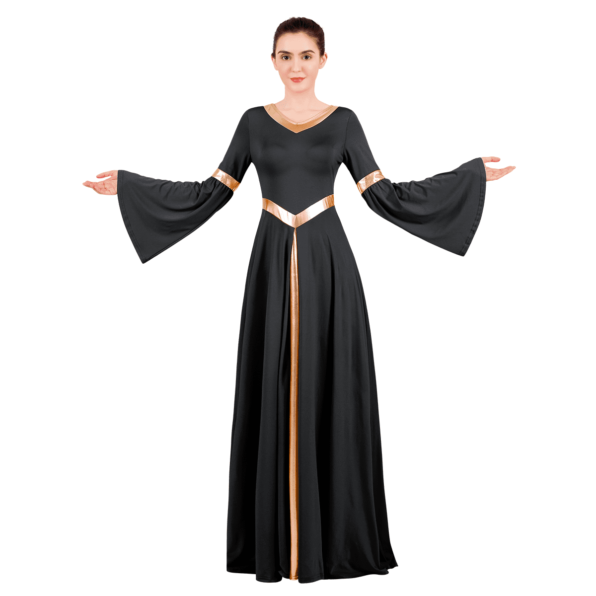 FYMNSI Women’s Metallic Color Elegant V Neck Praise Liturgical Dance ...