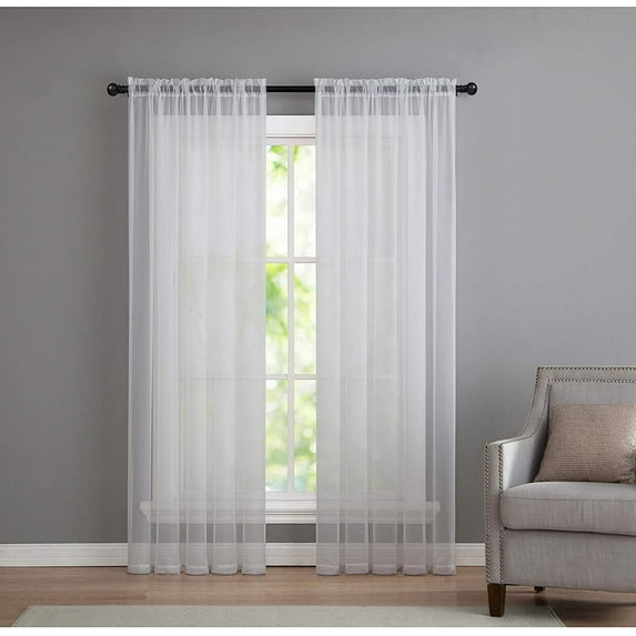 FYSGDF-2 Pack: Basic Rod Pocket Sheer Voile Window Curtain Panels ...