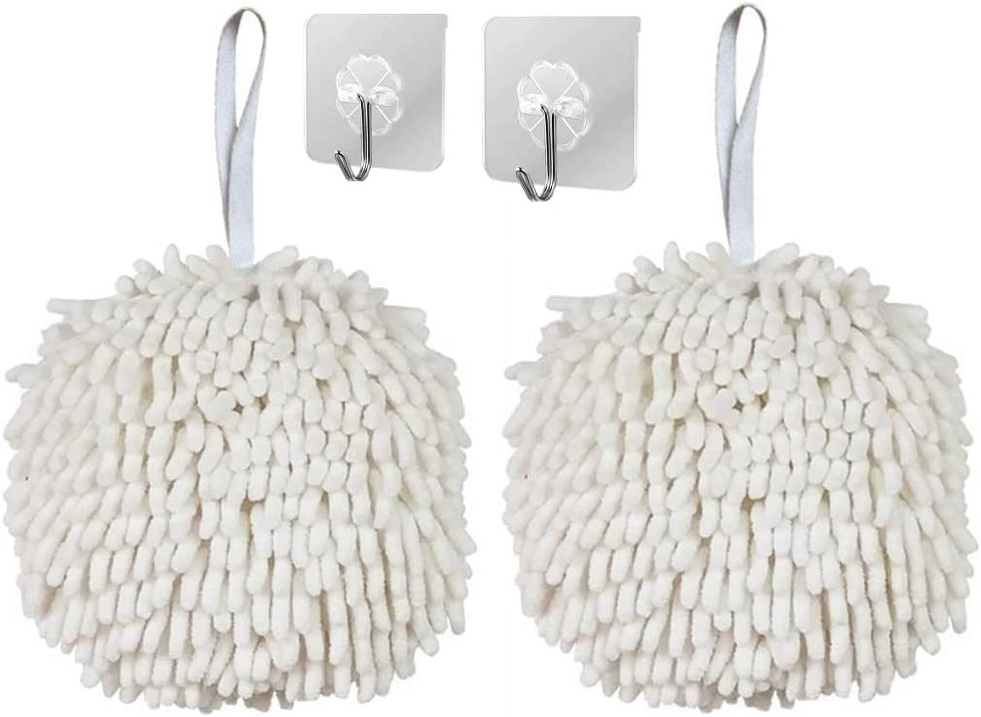 FYSGDF-2 Pack Chenille Hand Towels with Hanging Loops,Fuzzy Hand Towels ...