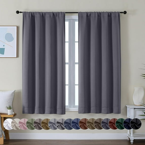 FYSGDF-Ava Grey Short Blackout Curtains for Bedroom 54 Inches Long 2 ...