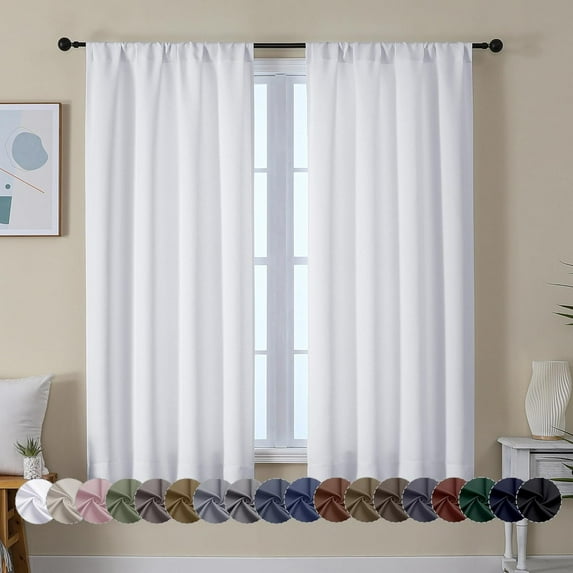 FYSGDF-Ava Pure White Curtains for Bedroom 63 Inch Length 2 Panels Set ...