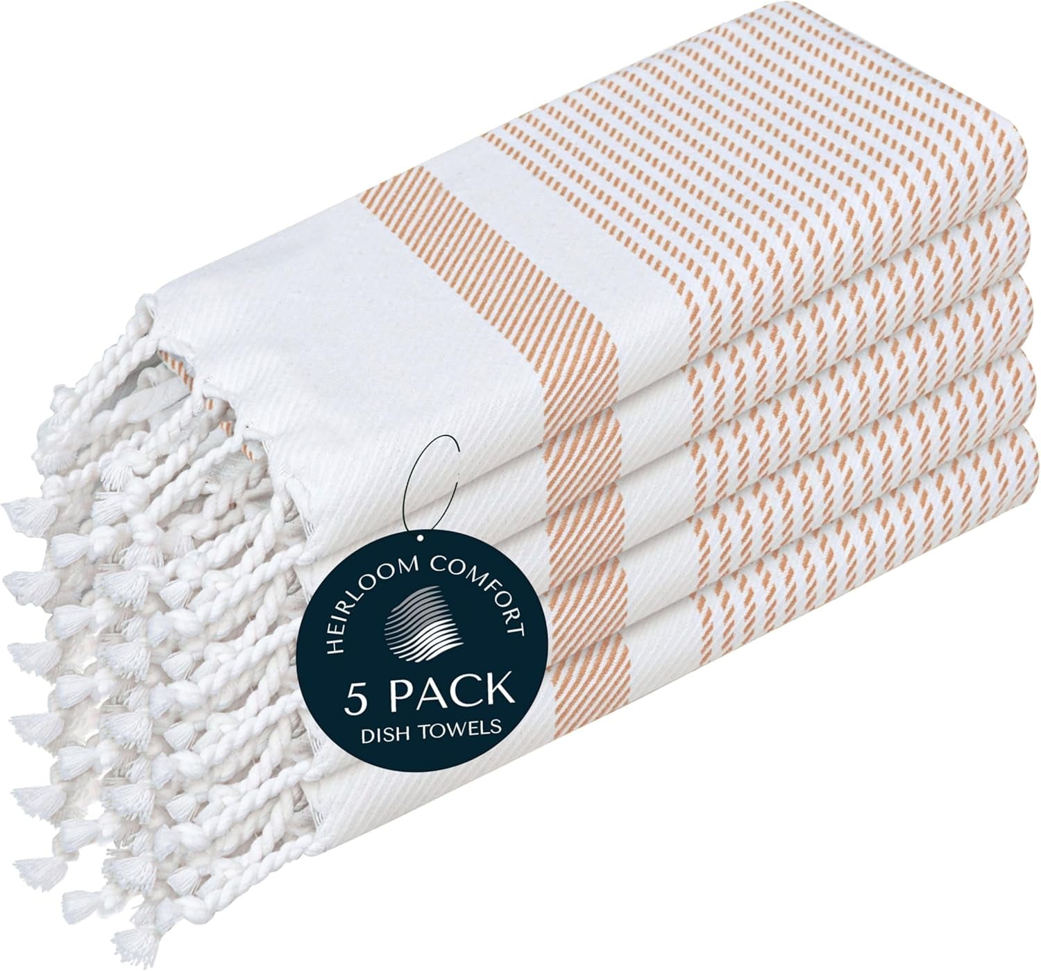 FYSGDF-Beige Turkish Kitchen Towels 16x26 Inch, 5 Pack, 100% Cotton ...