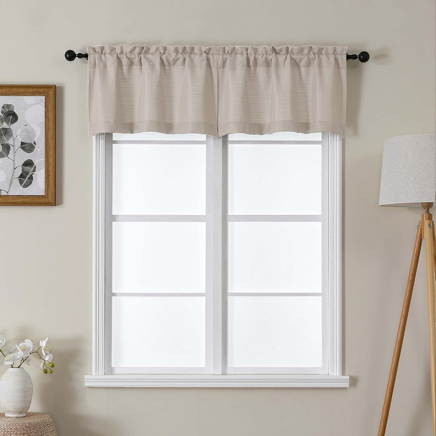 FYSGDF-Bessie Khaki Valances for Windows 14 Inch Length 2 Pcs, Faux ...