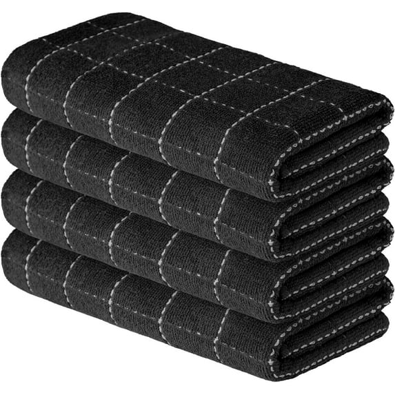 FYSGDF-Checkered Designed Cotton Black Terry Kitchen Dish Towels, 15x25 ...