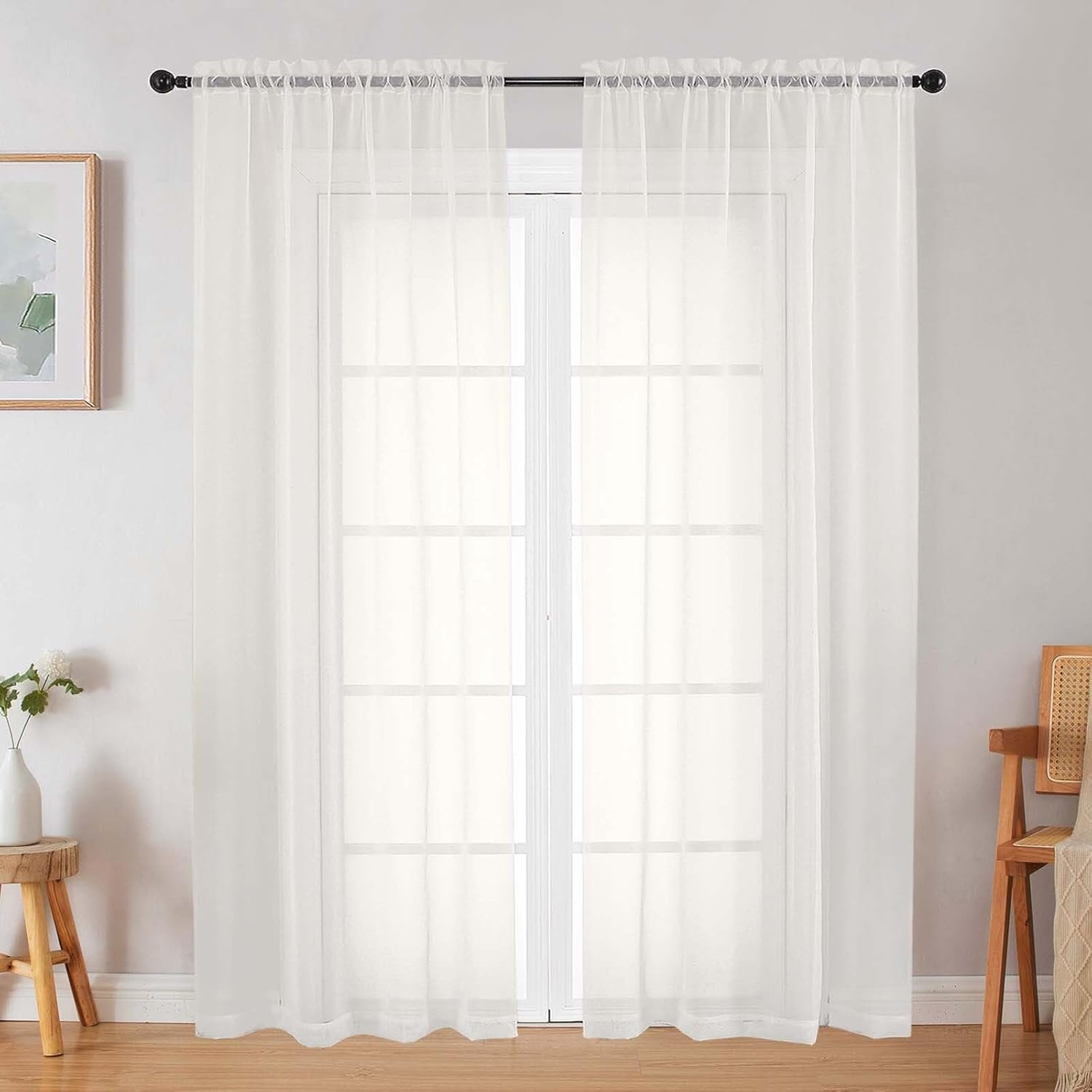FYSGDF-Ivory Sheer Curtain for Bedroom Living Room 72 Inches Long 2 ...