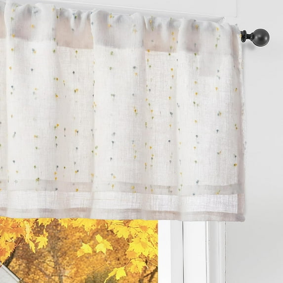 FYSGDF-Kitchen Valance Curtain for Windows 16 Inch Mini Pom-Pom Double ...