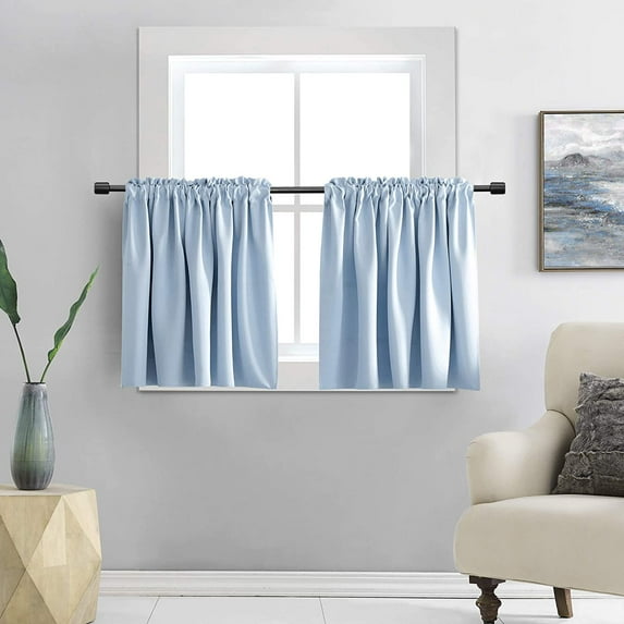 FYSGDF-Light Blue Blackout Tier Curtain Panels for Small Window ...