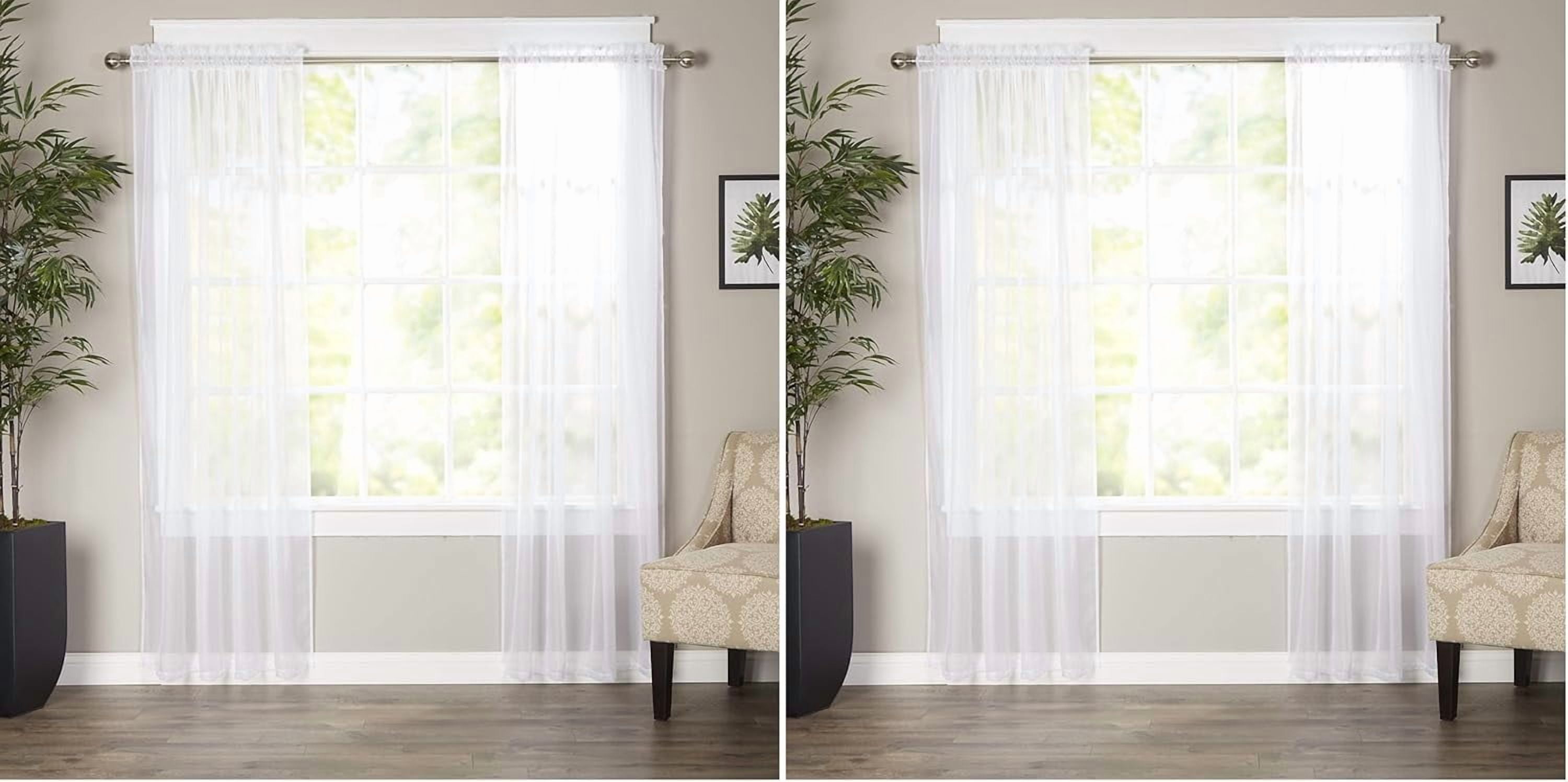 FYSGDF-Luxury Sheer Curtains, Window Treatment Curtain Panels with Rod ...