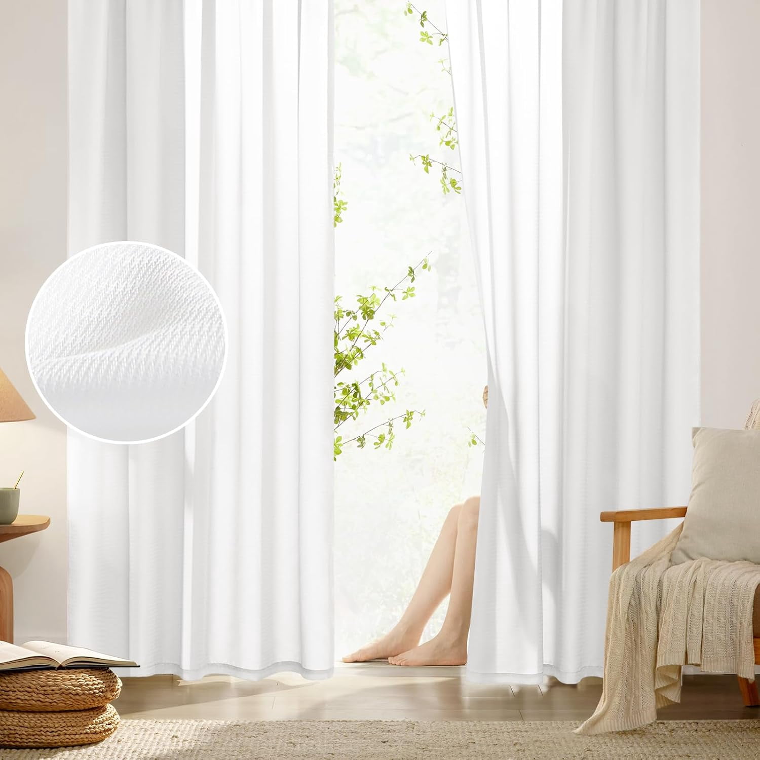 FYSGDF-Non See Through Privacy Sheer Curtains, Elegant Lightweight Semi ...