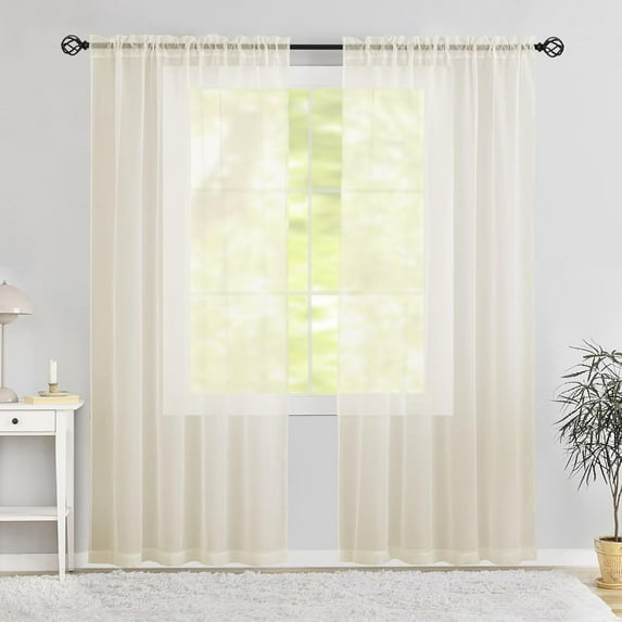 FYSGDF-Semi Voile Sheer Curtains 84 Inches Long 2 Panels Rod Pocket ...