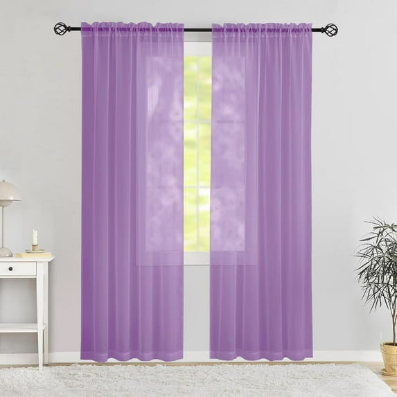 FYSGDF-Semi Voile Sheer Curtains 90 Inches Long 2 Panels Rod Pocket ...