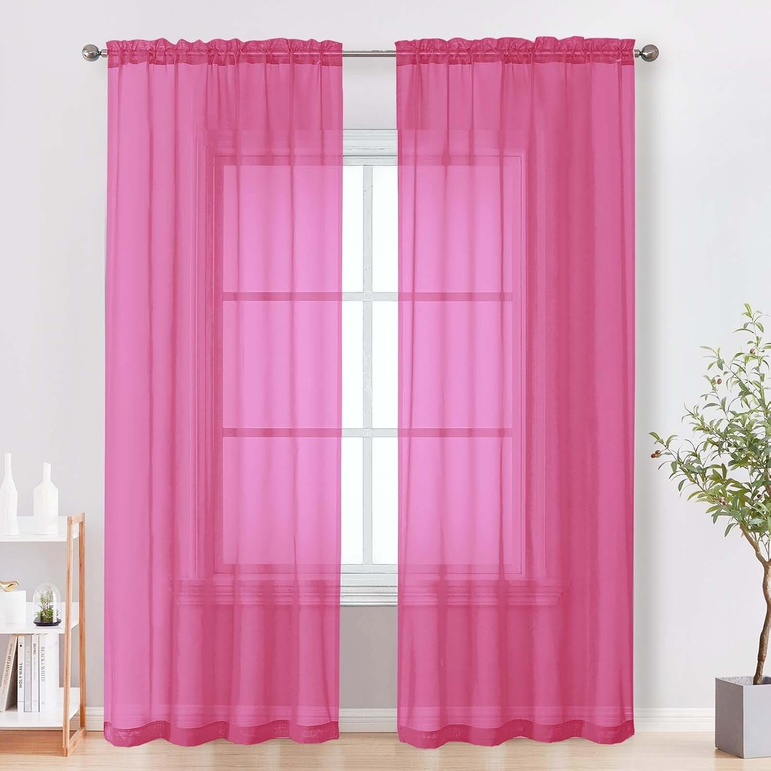 FYSGDF-Sheer Curtains 84 Inches Long 2 Panels Set, Light Filtering ...