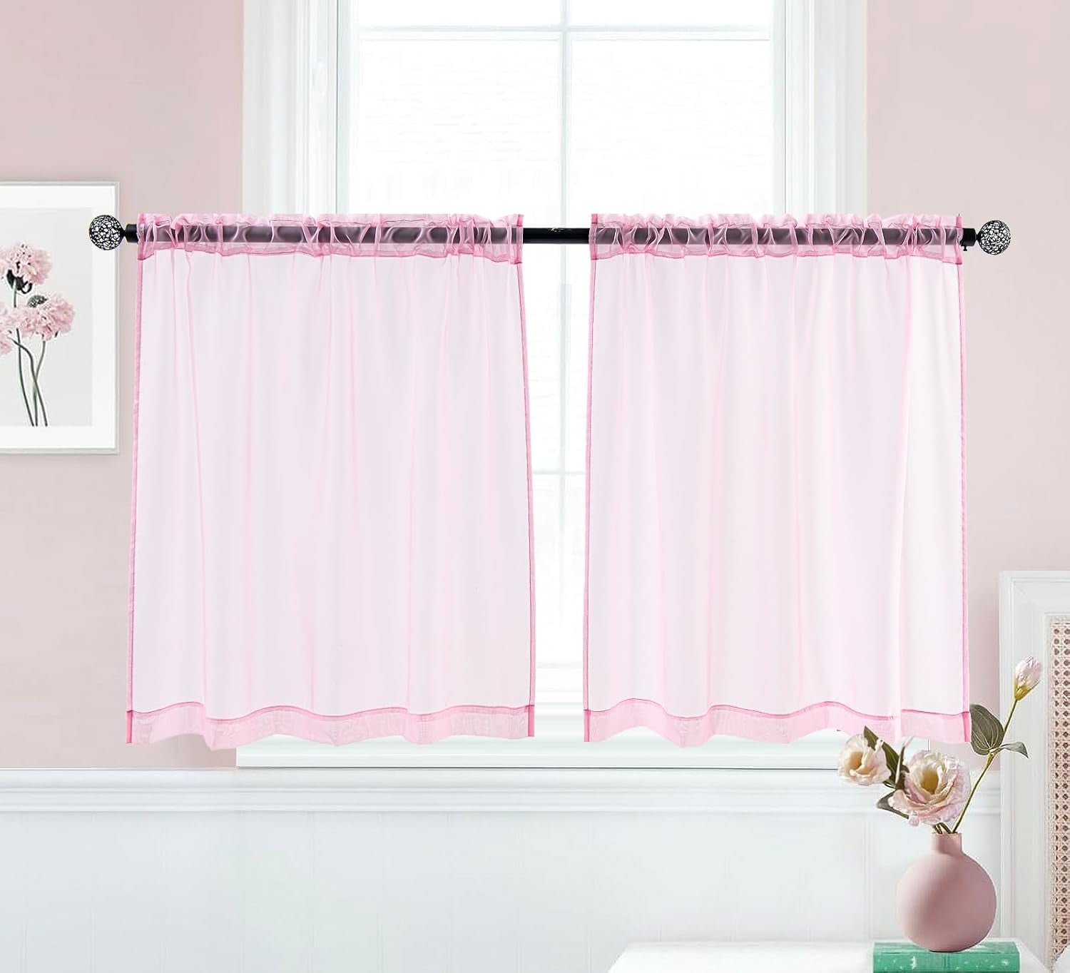FYSGDF-Sheer Curtains,Small Window Treatment Light Voile with Rod ...